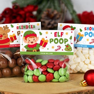 Christmas Treat Bag Toppers Set of 6 • Santa Kisses • Reindeer ...