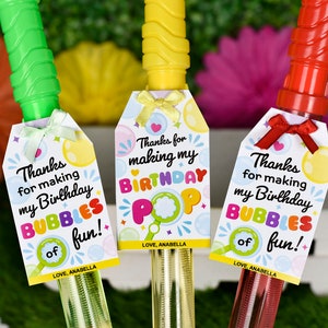 Printable Birthday Bubbles Favor Tag: Personalized Party Label (PDF) - Etsy