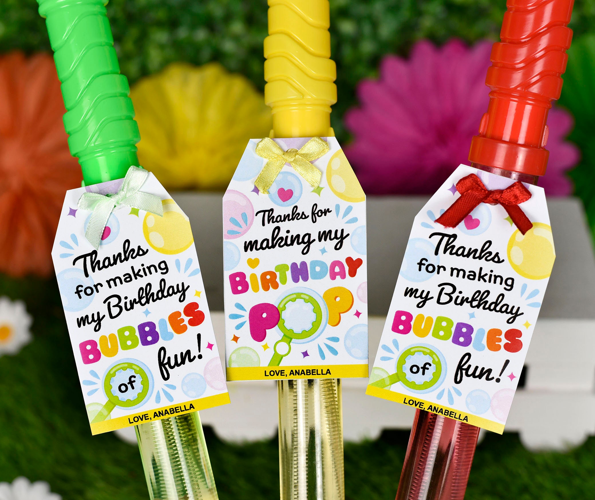 Printable Birthday Bubbles Favor Tag: Personalized Party Label (PDF) - Etsy