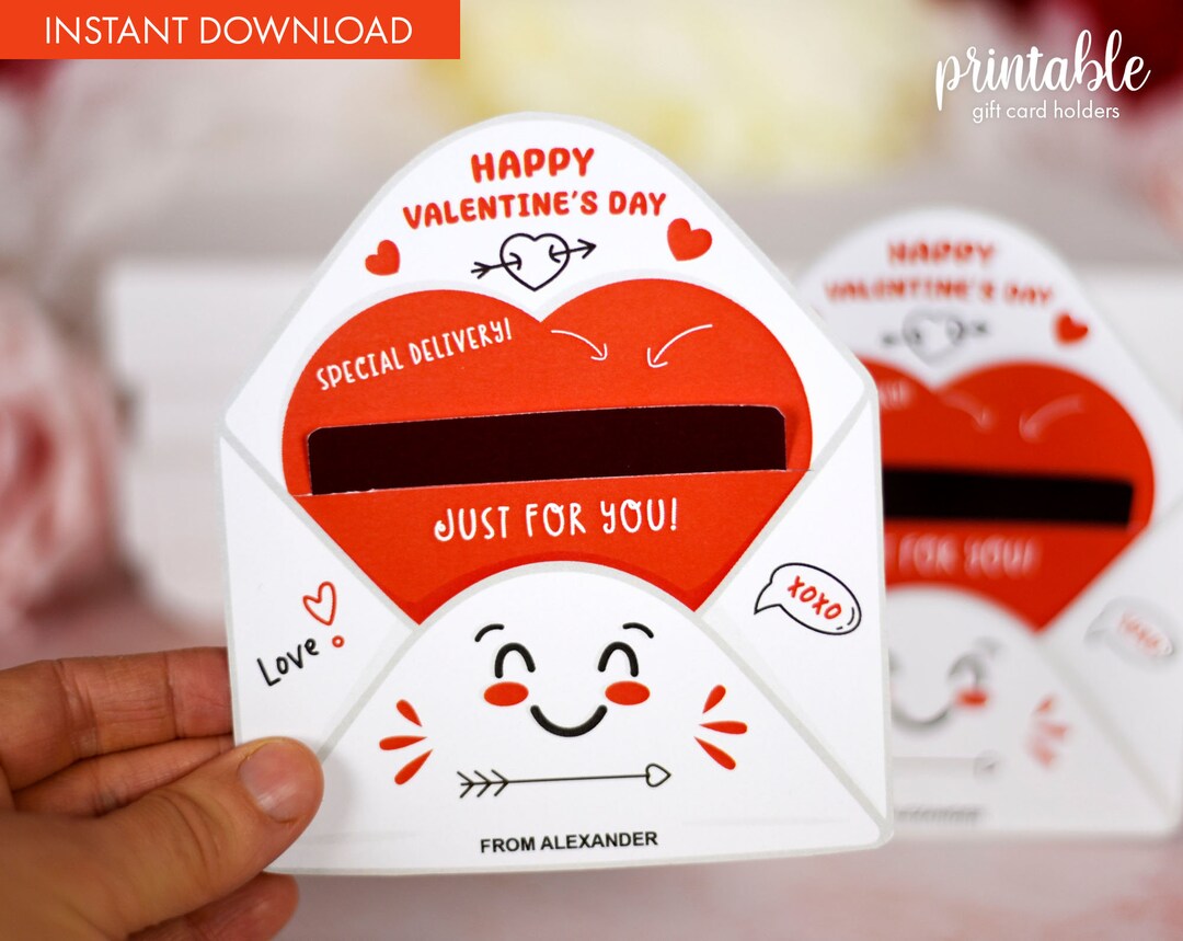 Printable Valentines Gift Card Holder | Cute Envelope Valentines Day ...