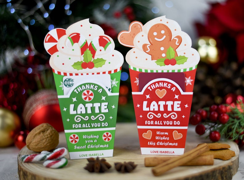 Printable Christmas Coffee Gift Card Holder: Teacher Employee Gift (PDF ...