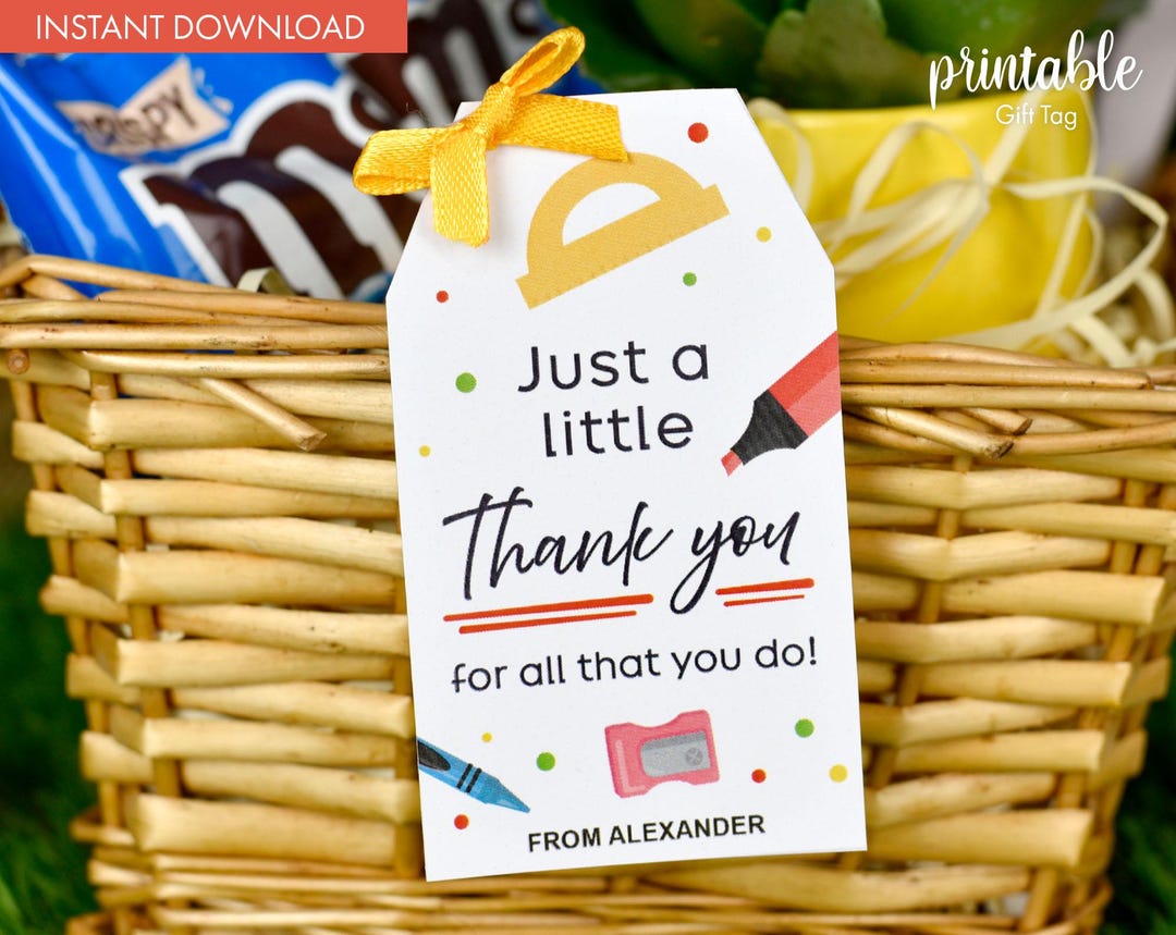 Printable Teacher Appreciation Gift Tags: Thank You Labels (PDF) - Etsy