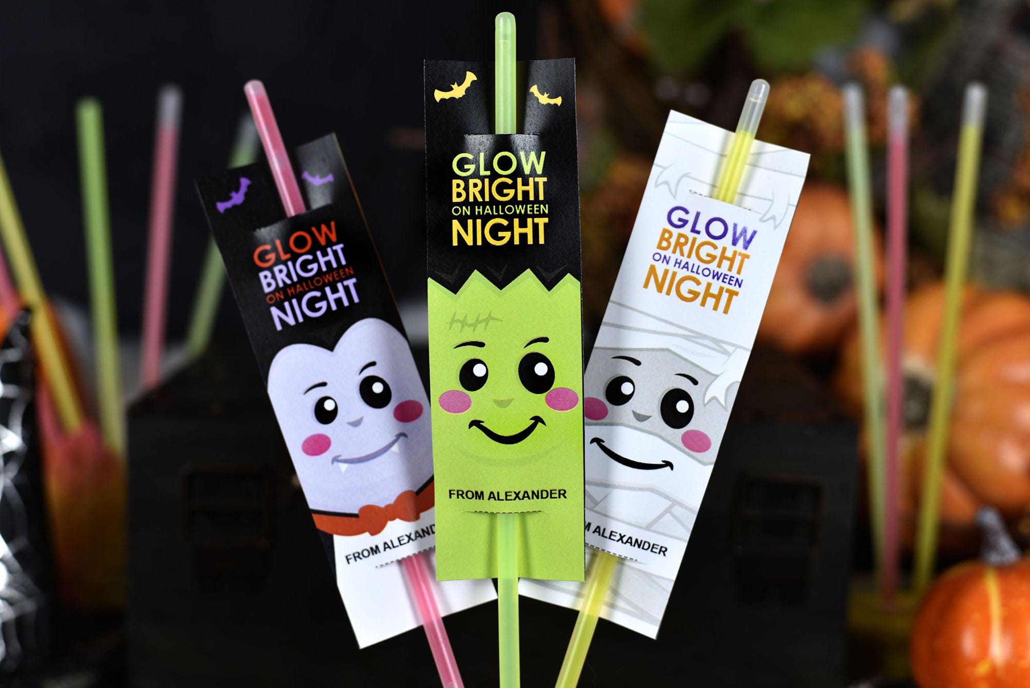 Printable Halloween Glow Stick Holder: Kids Classroom Favor (PDF) - Etsy