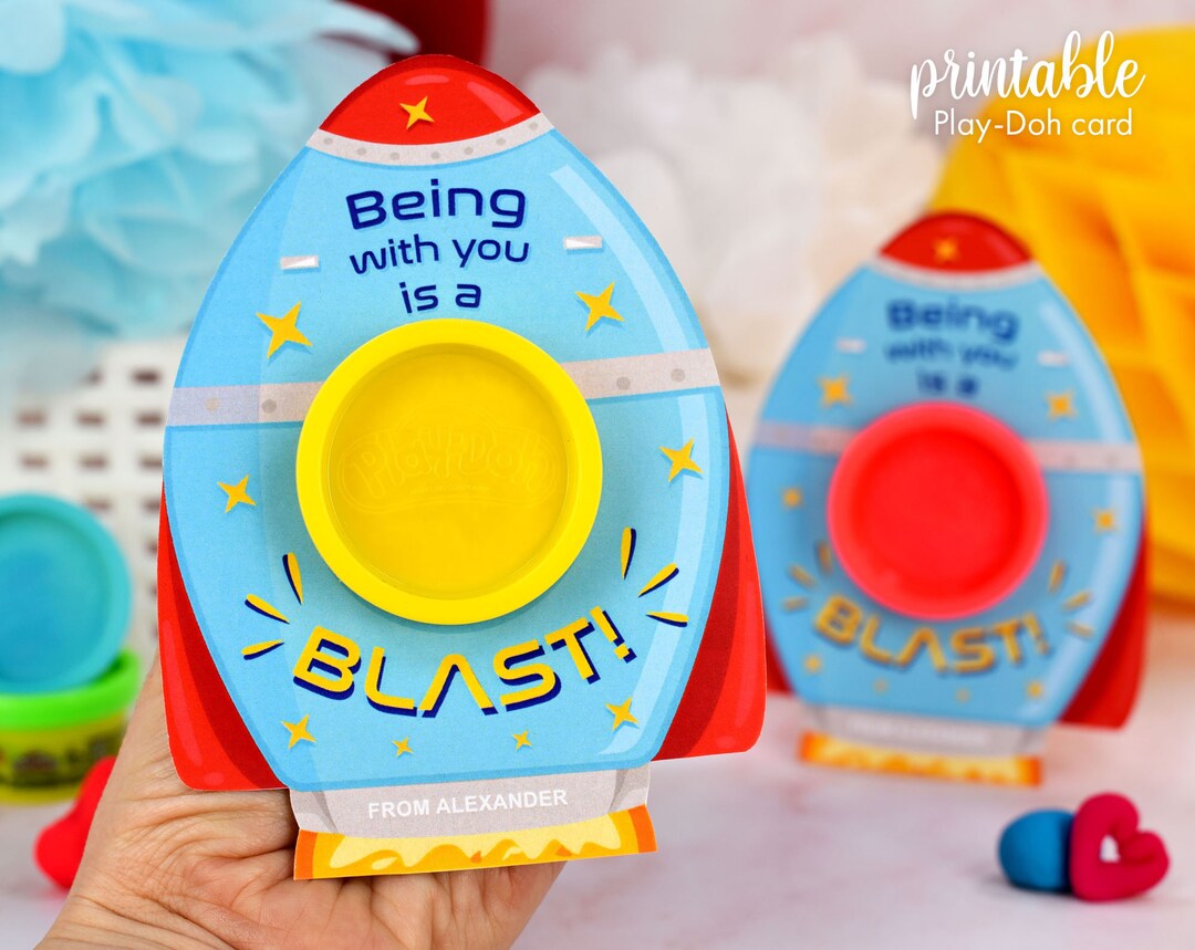 Play-doh Valentines Gift Card Printable Class Mates Gift Non-candy Gift ...