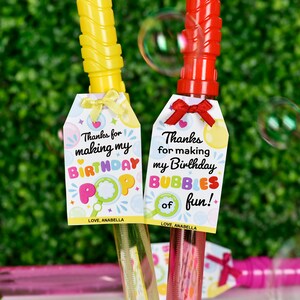 Printable Birthday Bubbles Favor Tag: Personalized Party Label (PDF) - Etsy