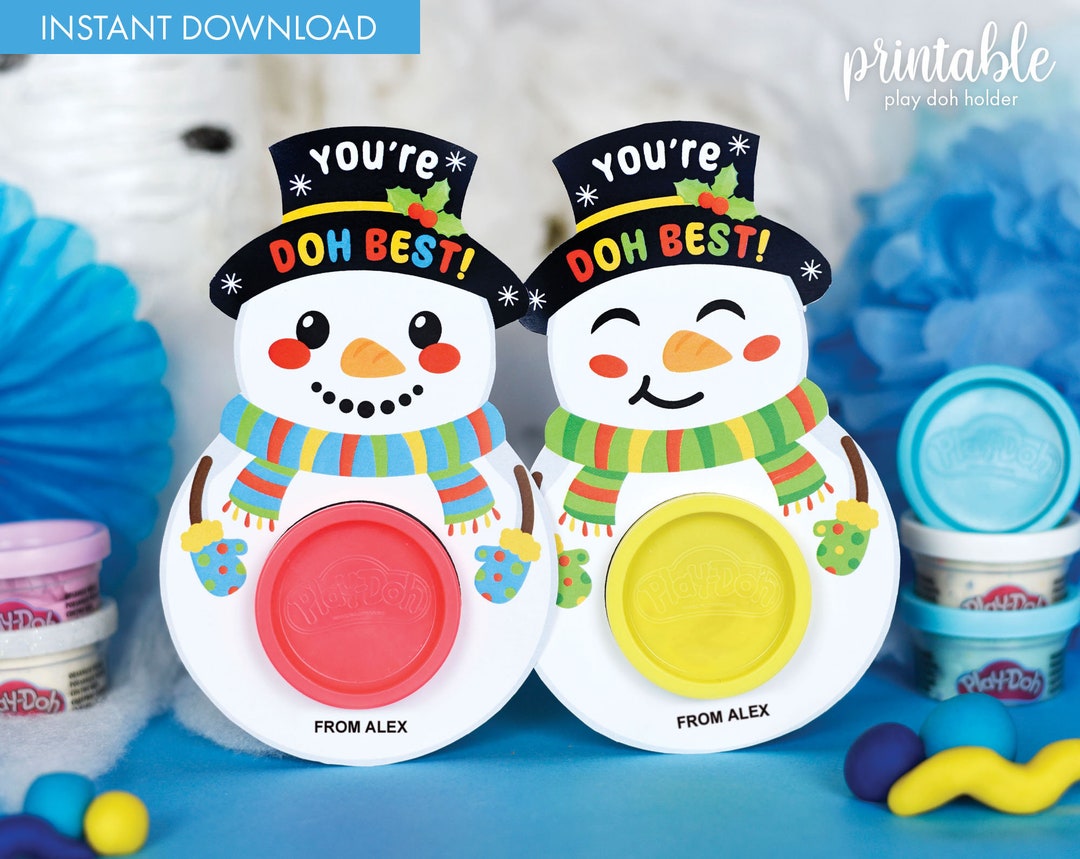 Christmas Play Dough Holder Snowman | Printable Holiday Class Gifts ...