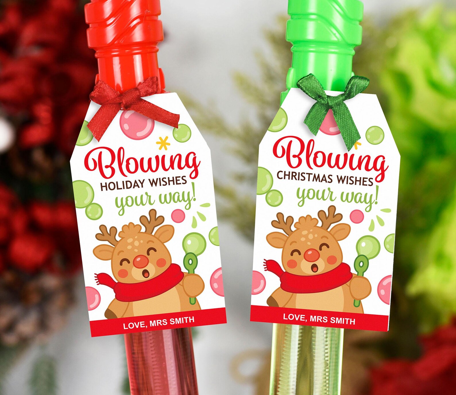 Printable Christmas Bubbles Gift Tag: 6 Designs Classroom Gift (PDF) - Etsy
