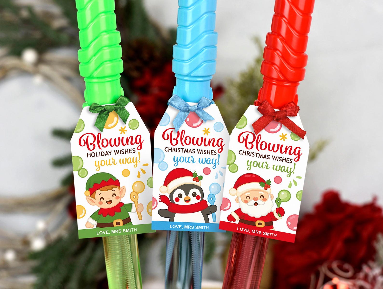 Printable Christmas Bubbles Gift Tag: 6 Designs Classroom Gift (PDF) - Etsy