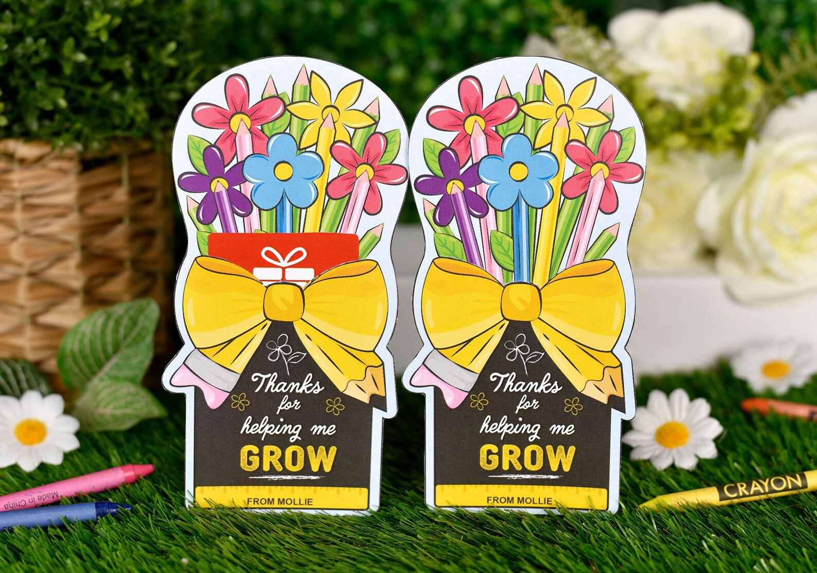 Printable Teacher Appreciation Gift Card Holder: Flowers Design (PDF ...