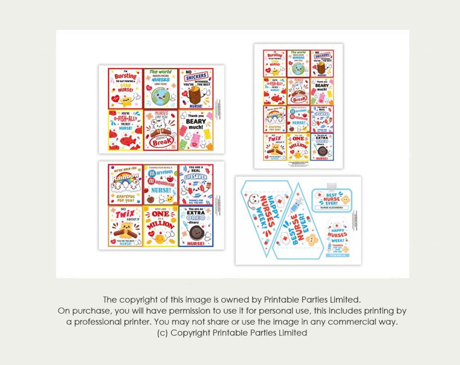 Printable Nurse Appreciation Candy Grams: Gift Tags (digital Download ...