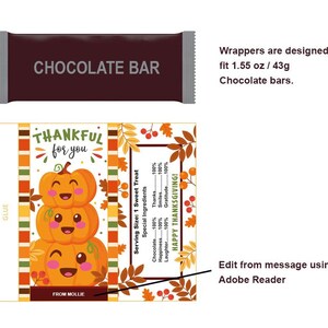 Thanksgiving Candy Bar Wrapper: Turkey & Pumpkin Design (PDF) - Etsy