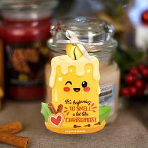 Printable Christmas Candle Gift Tag | Cute Candle Gift Tag Favor ...