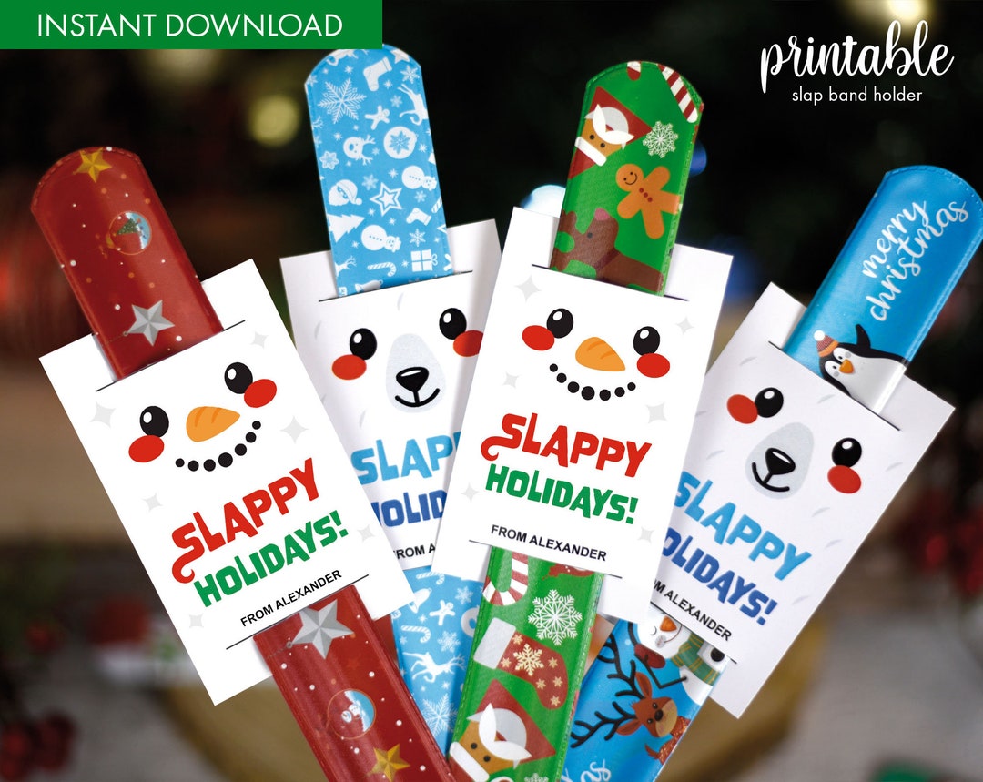 Printable Christmas Slap Bracelet Tag: Classroom Gift (PDF) - Etsy