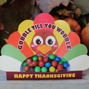 Printable Thanksgiving Turkey Treat Wrap: 'gobble Till You Wobble' (PDF ...