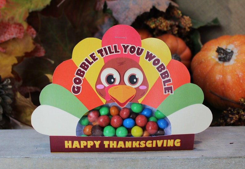 Printable Thanksgiving Turkey Treat Wrap: 'gobble Till You Wobble' (PDF ...