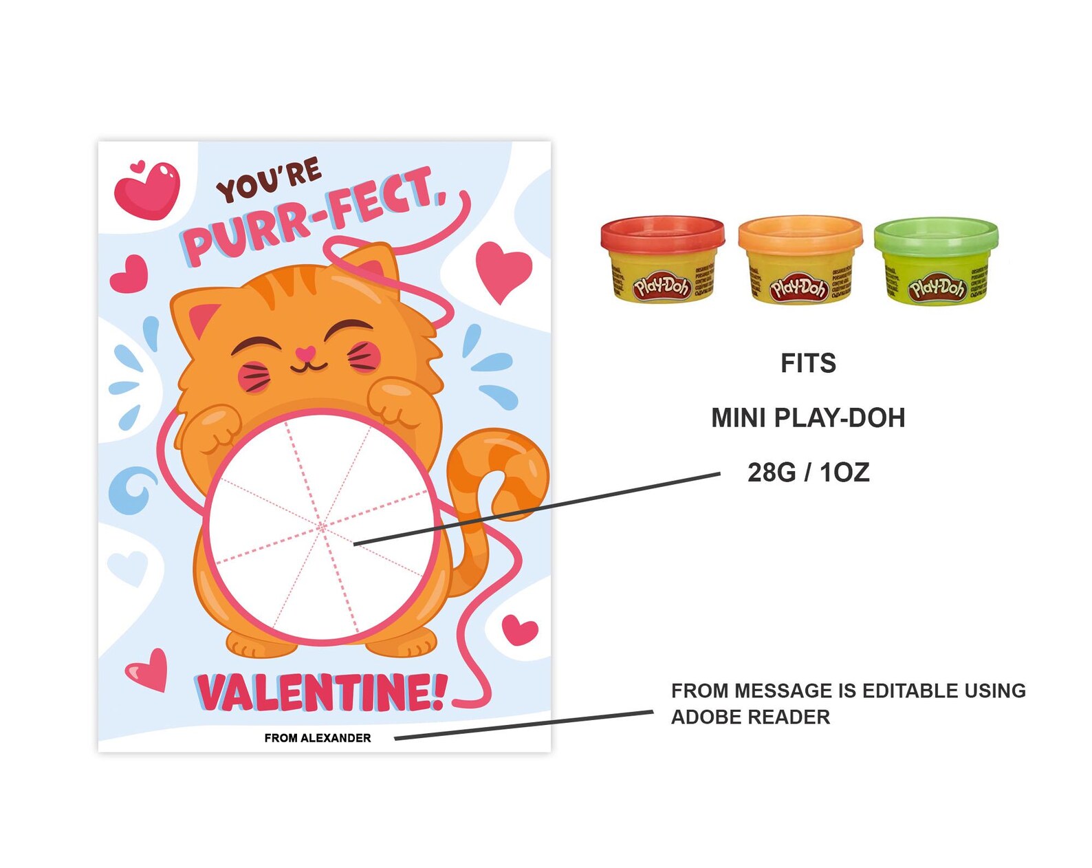 Play Dough Valentines Cards: Classroom Gift, 6 Designs (digital ...