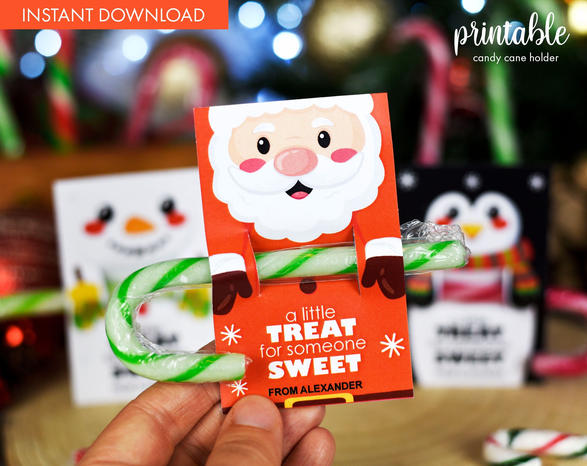 Printable Christmas Candy Cane Holder: Classroom Gift Tag (PDF) - Etsy