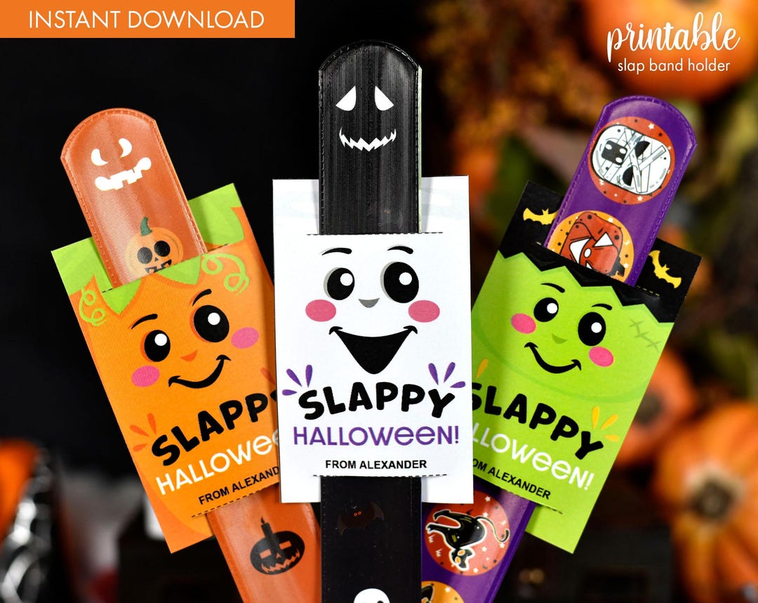Printable Halloween Slap Bracelet Holder: Kids Party Favor (PDF) - Etsy