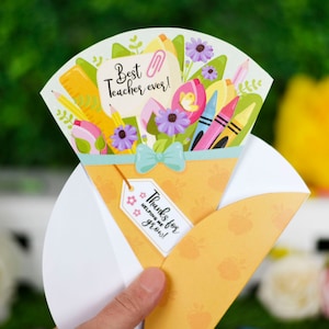 Printable Teacher Appreciation Card Flower Bouquet Color and BW Color ...