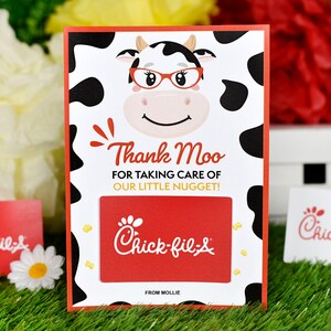 Printable Teacher Appreciation Gift Card Holder | Cow Design ...