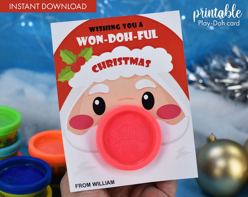 Play Dough Christmas Gift Card | Printable Class Holiday Gifts | Non ...
