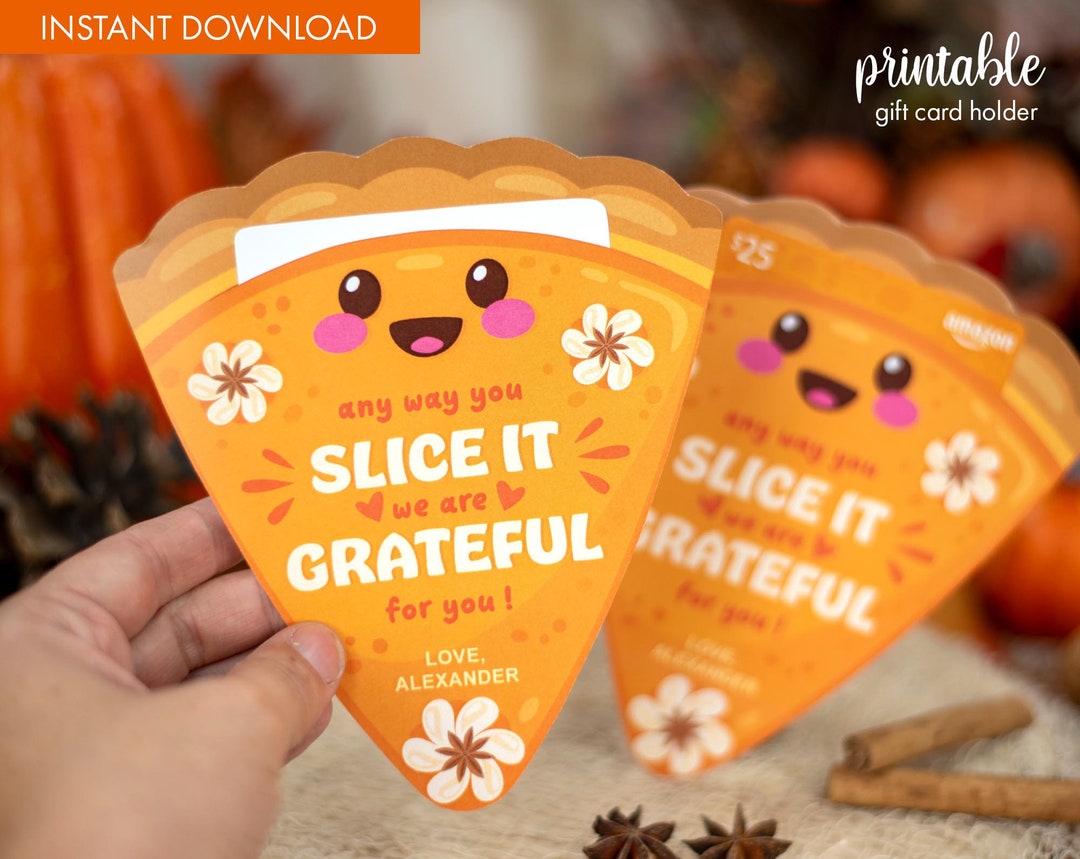Printable Pumpkin Pie Gift Card Holder: Thanksgiving Appreciation (PDF ...