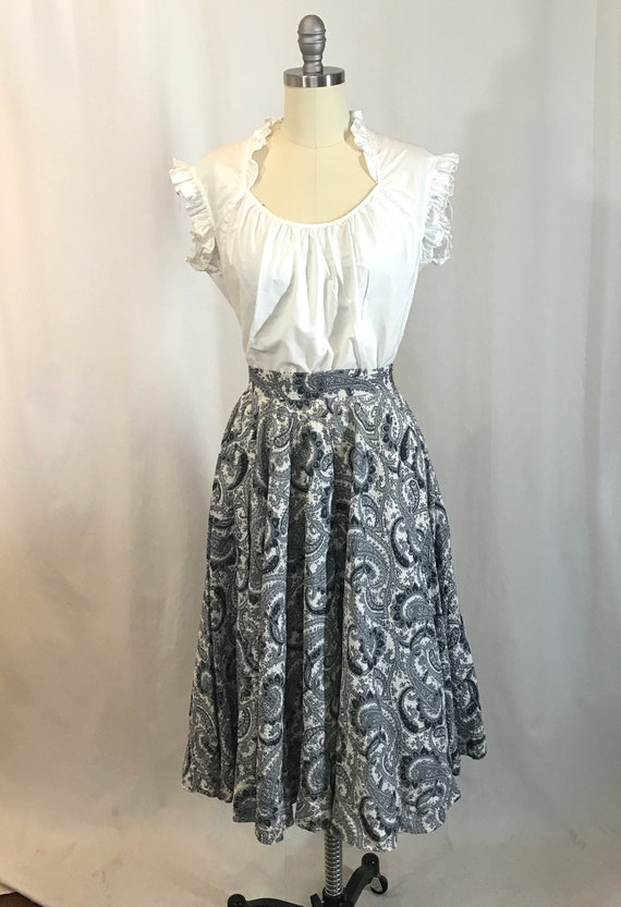 Vintage Paisley Seersucker Circle Skirt - Gem