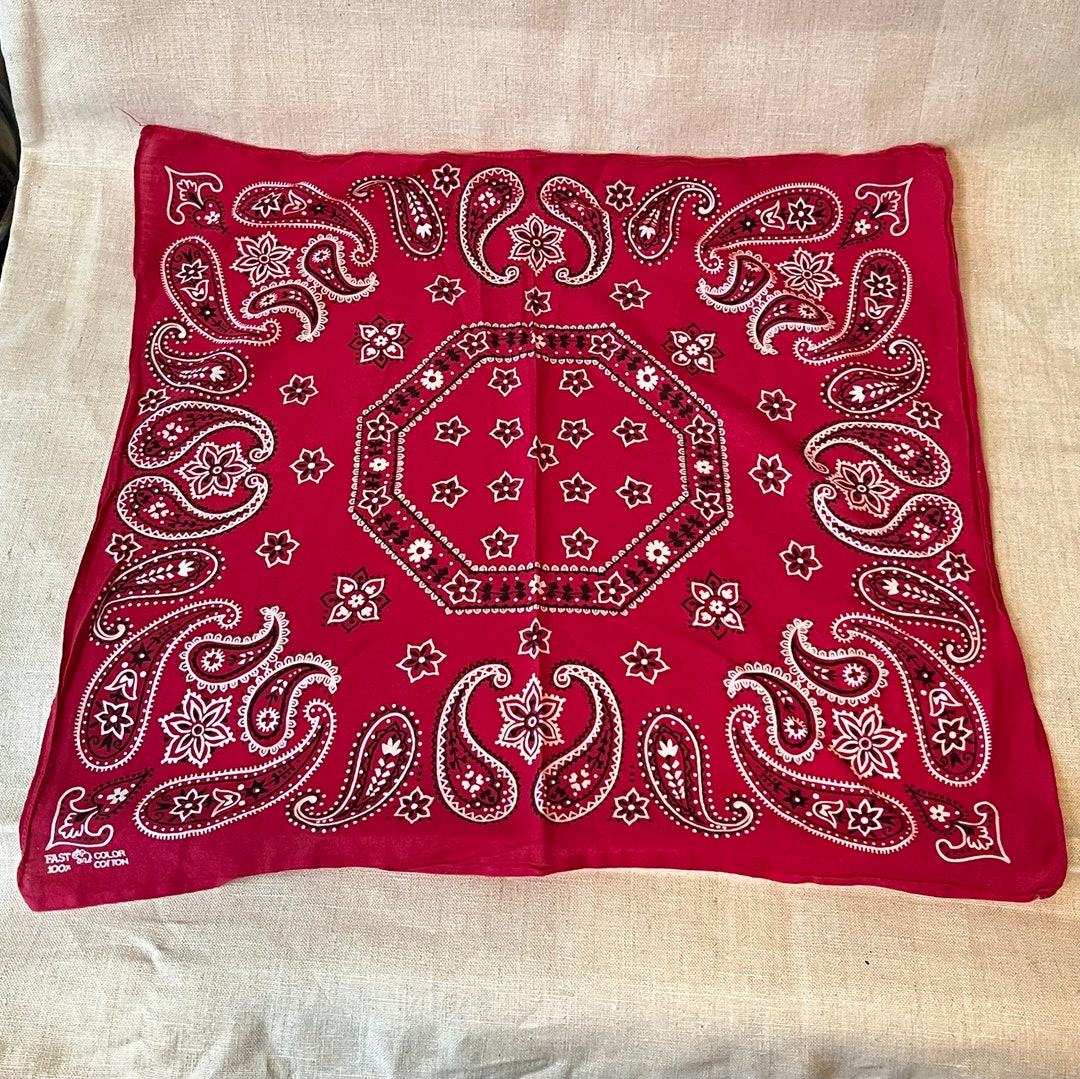 Vintage Fast Color Elephant Trunk up Red Bandana - Etsy