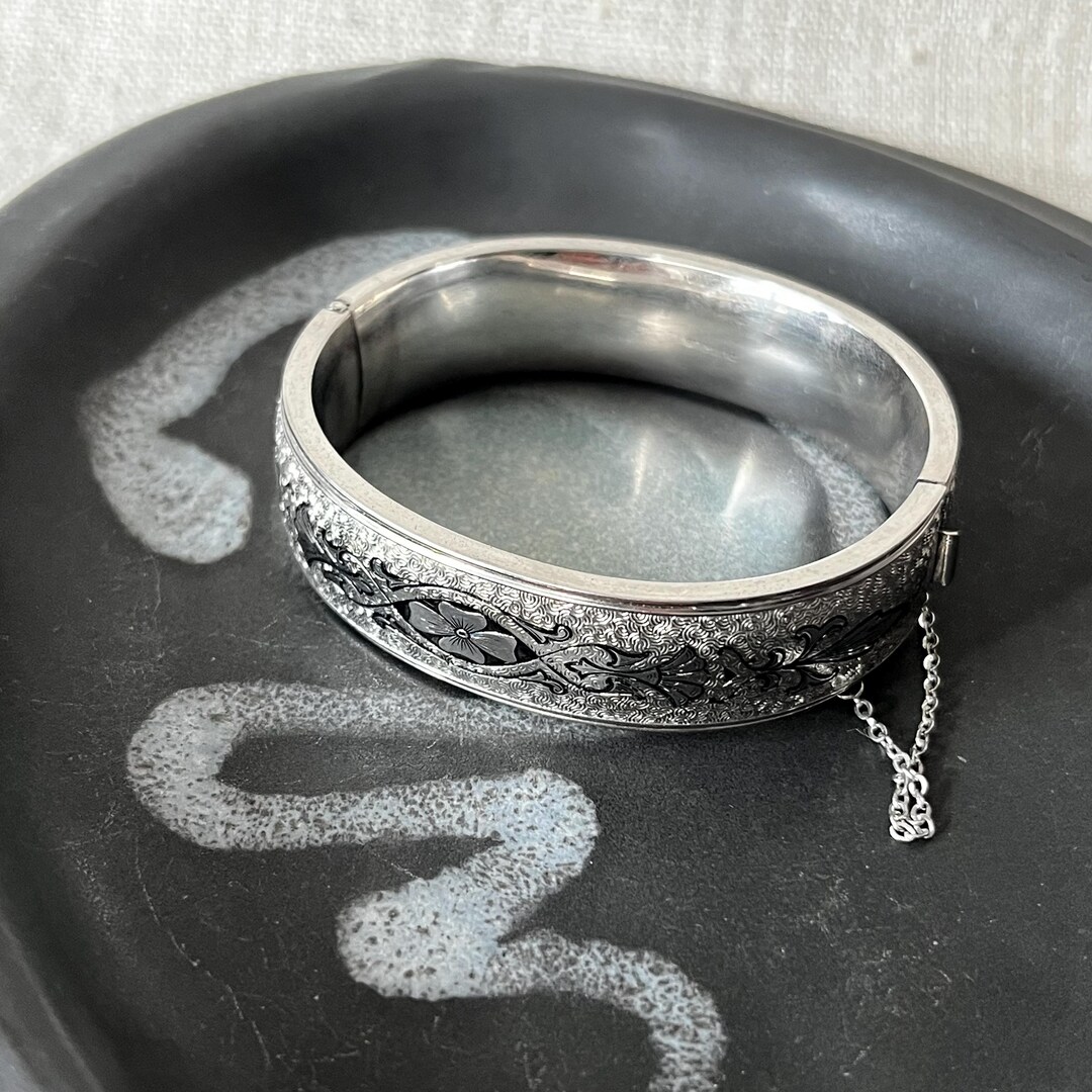 Vintage Sterling Hinged Bangle - Etsy