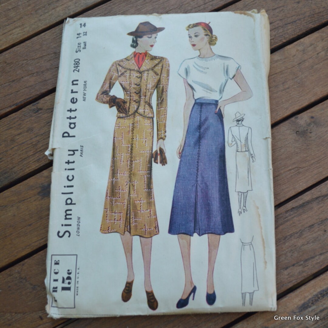 1930's Simplicity Suit Pattern 2480 - Etsy