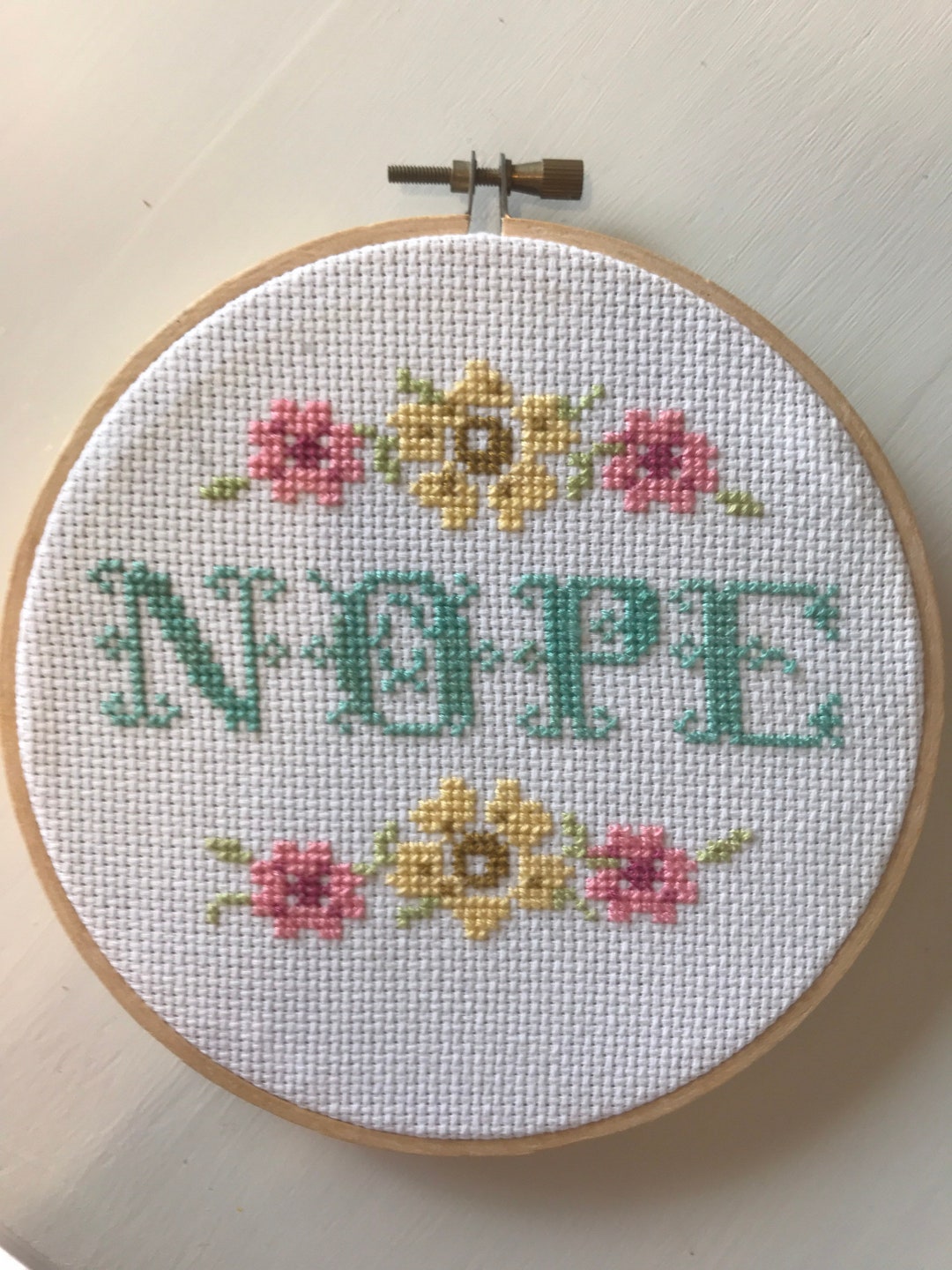 NOPE Cross Stitch Hoop - Etsy