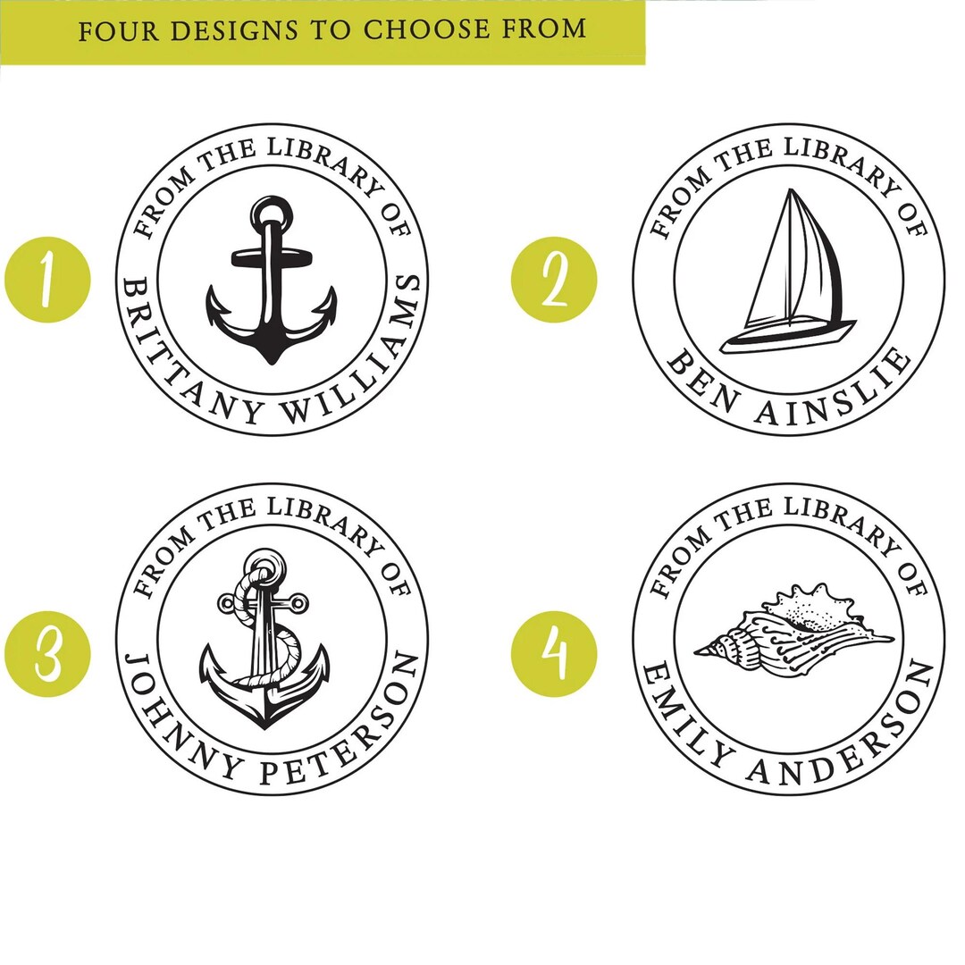 Anchor Book Embosser or Stamp - Custom Library Stamp, Nautical Navy ...