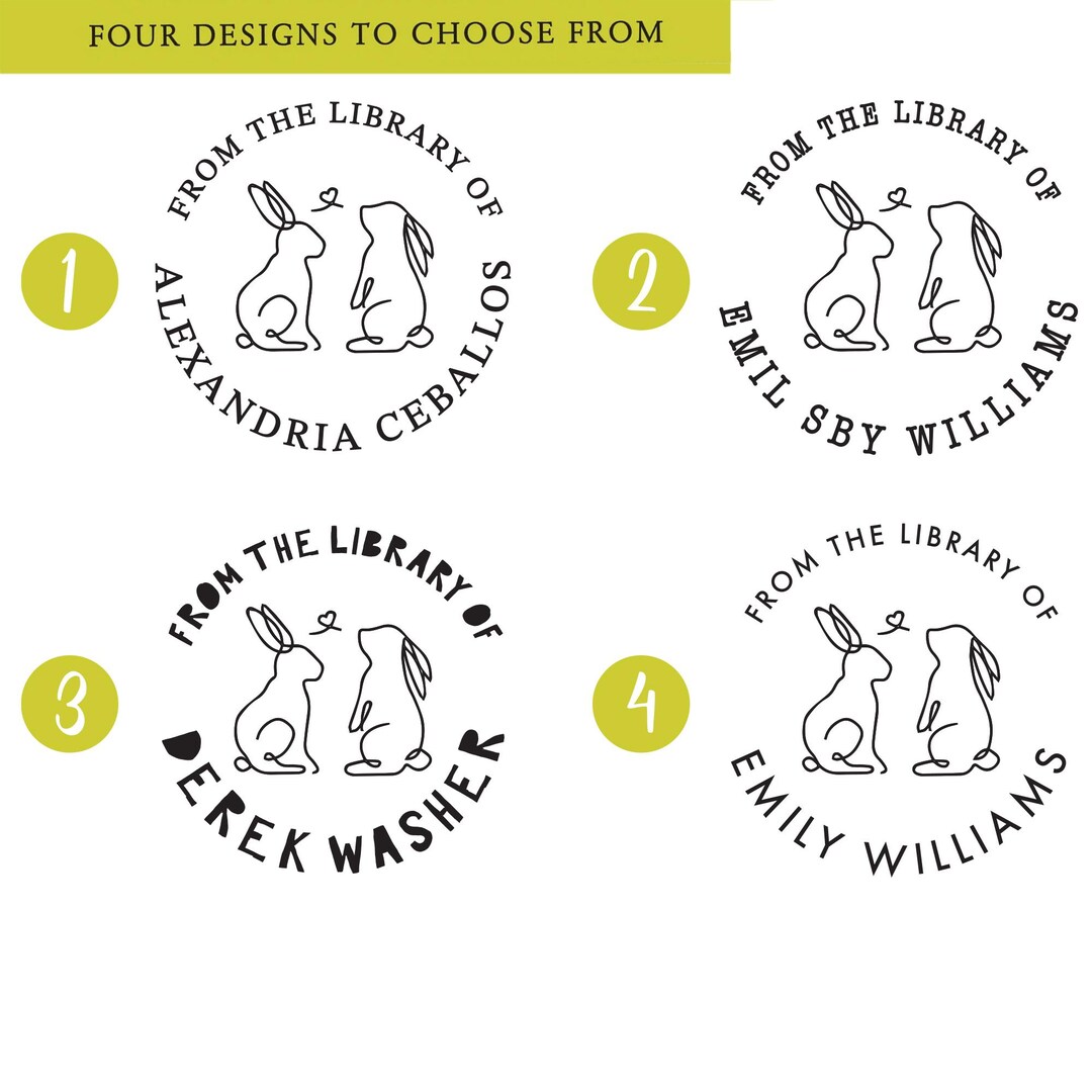 Custom RABBIT BOOK EMBOSSER With Your Choice of Bunny and Font Gift for ...