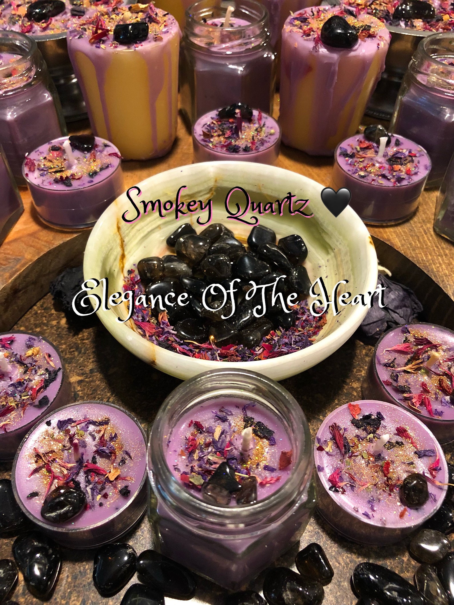 Amber Frankincense & Myrrh Candles Smokey Quartz Crystal - Etsy