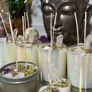 Smudge Candles Sage Candles, Meditation Candle With Quartz, Amethyst ...