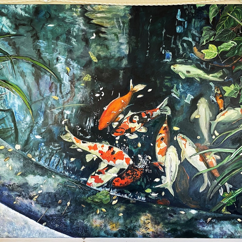 Koi Pond Painting - Etsy