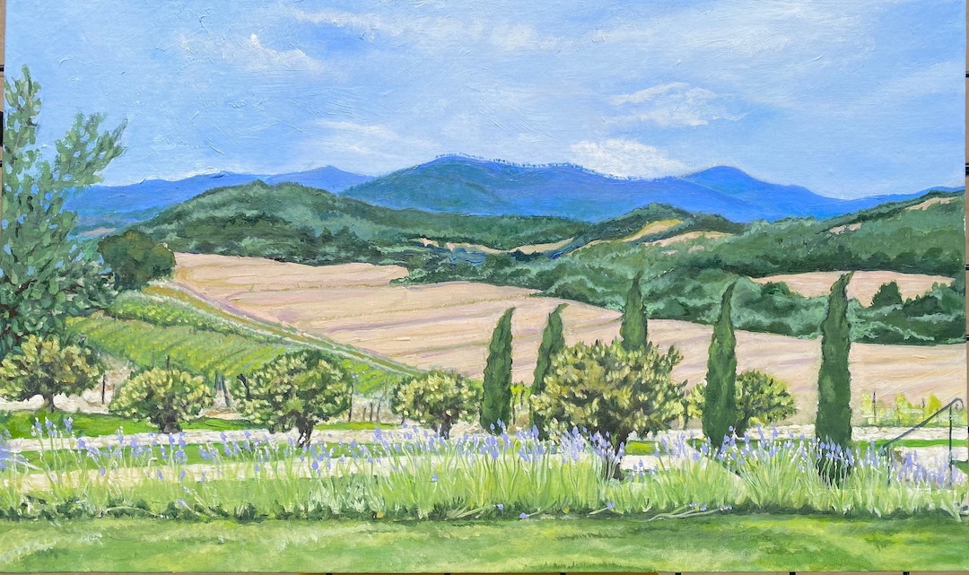 View Over the Val Di Serena, Painting, Italy, Tuscan Countryside, Borgo ...