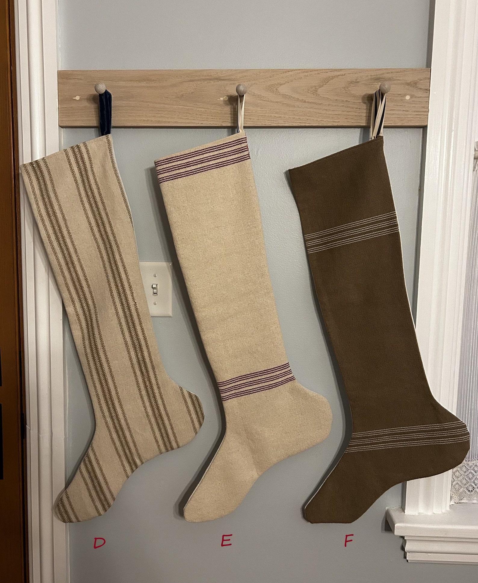 Large Antique Vintage Grainsack Handmade Primitive Christmas Stockings ...