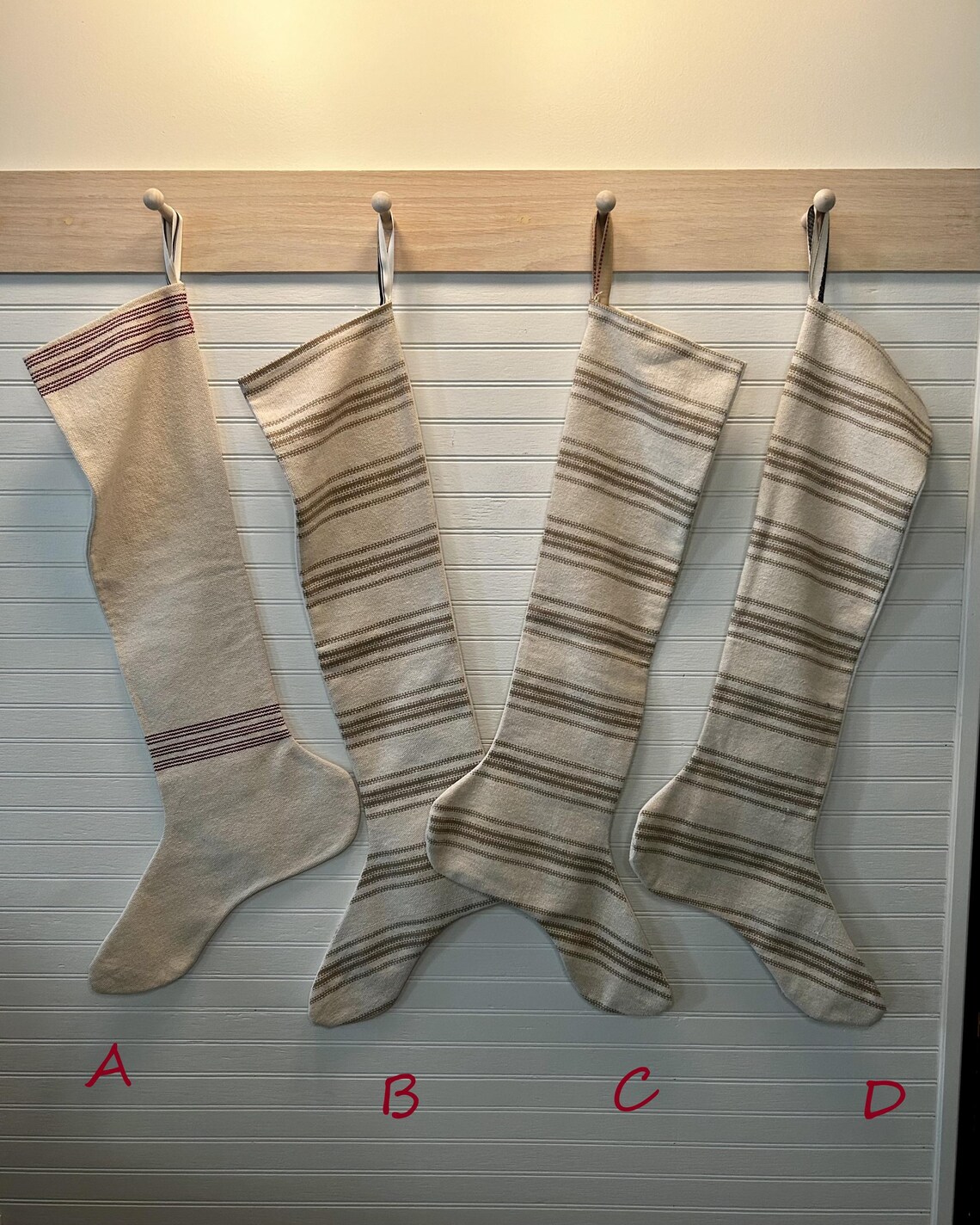 Large Antique Vintage Grainsack Handmade Primitive Christmas Stockings ...