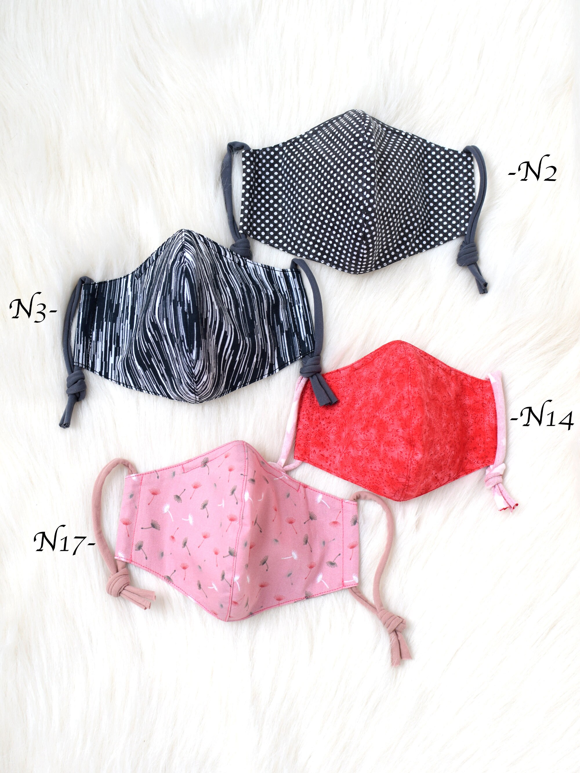 Fitted Mask With Various Prints for Kids or Adults Tie Back | Etsy