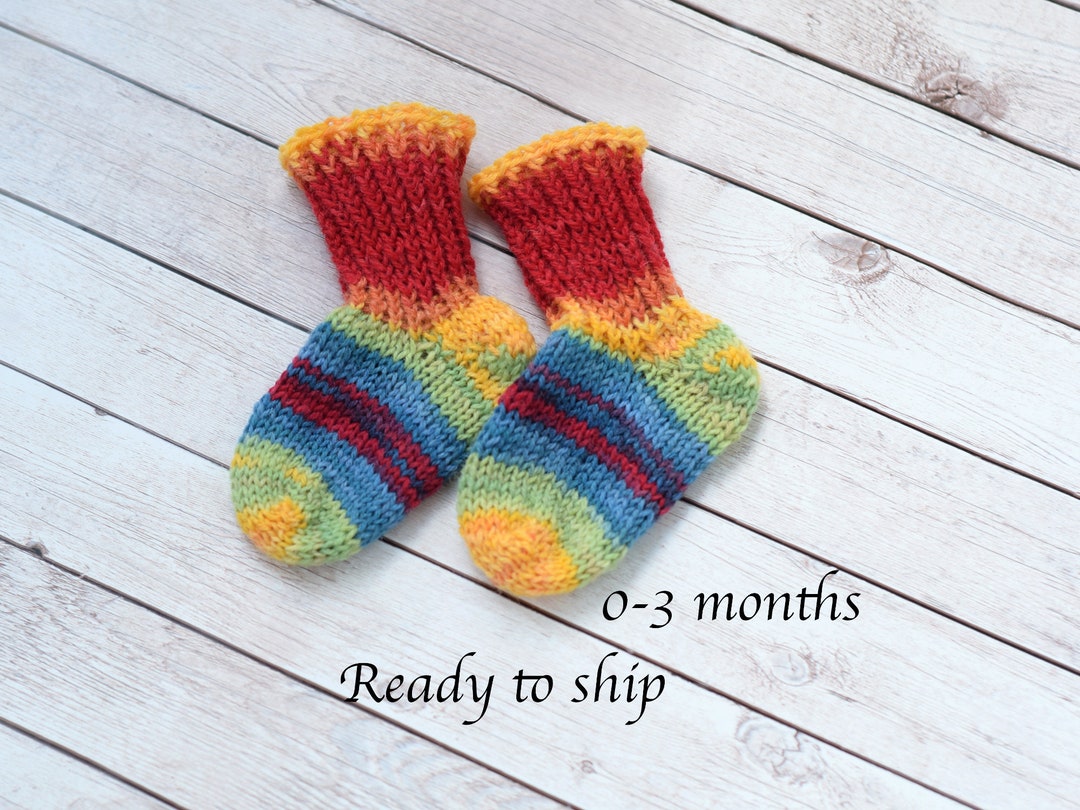 Rainbow Baby Socks Rainbow Striped Newborn Socks Stay-on - Etsy