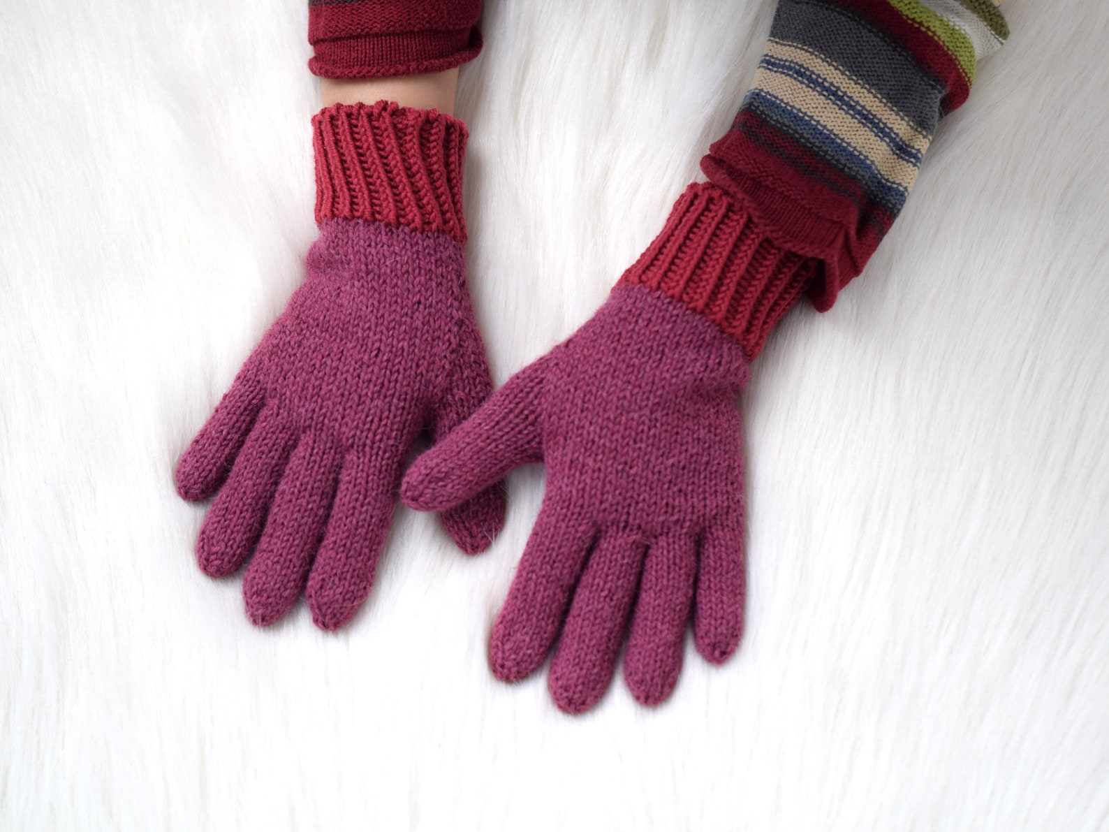 Alpaca Gloves With Merino Wool Cuffs Hand Knit Children's - Etsy