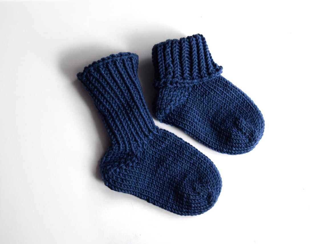 Navy Blue Baby Socks Pure Soft Merino Wool Handknit Baby - Etsy