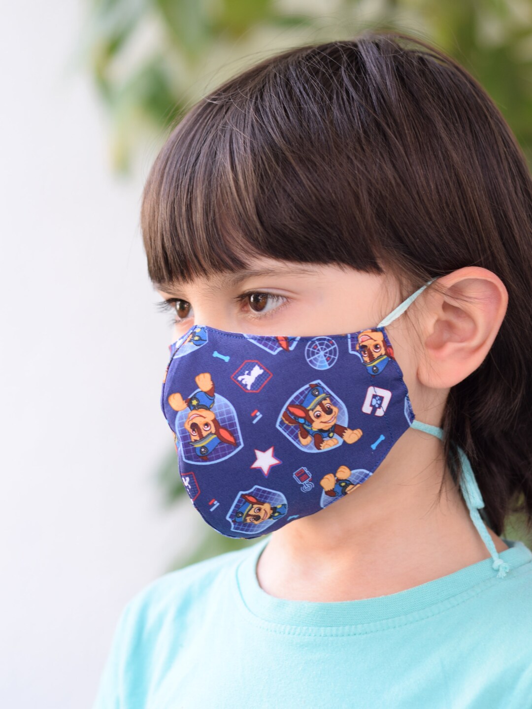 Reusable Face Mask With Dogs and Paw Prints With Exchangeable Ties and ...