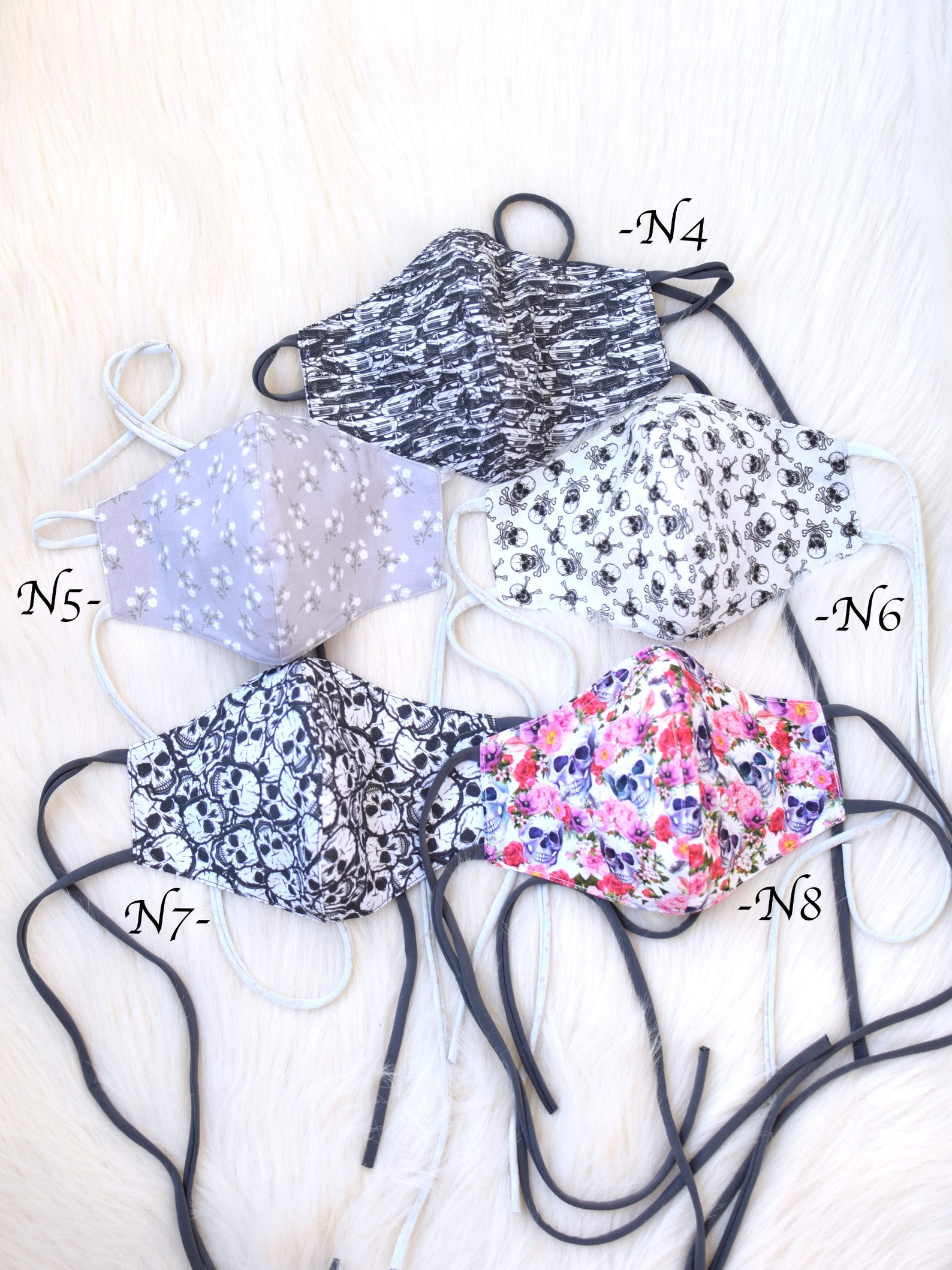 Fitted Mask With Various Prints for Kids or Adults Tie Back | Etsy