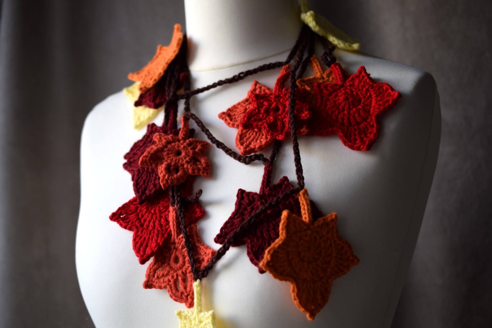 Autumn Maple Leaves Scarf Crochet Necklace Leaves Garland - Etsy