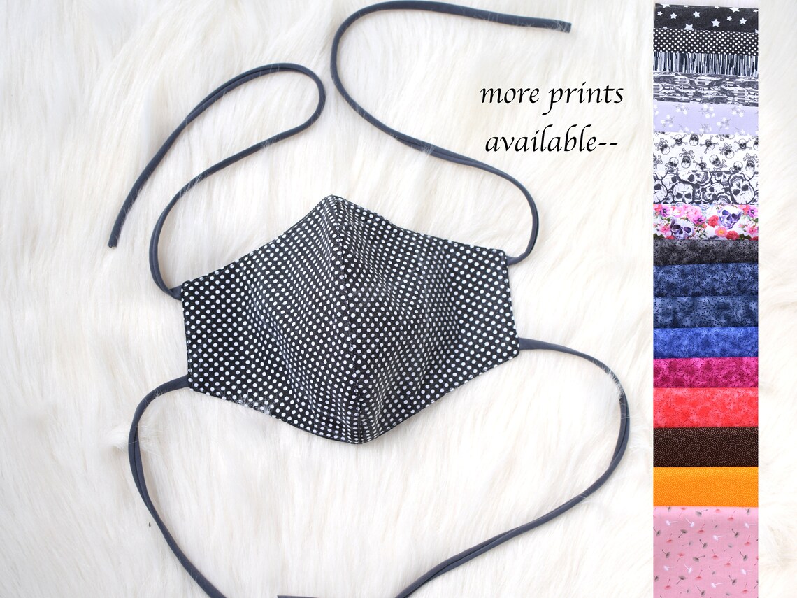 Fitted Mask With Various Prints for Kids or Adults Tie Back | Etsy