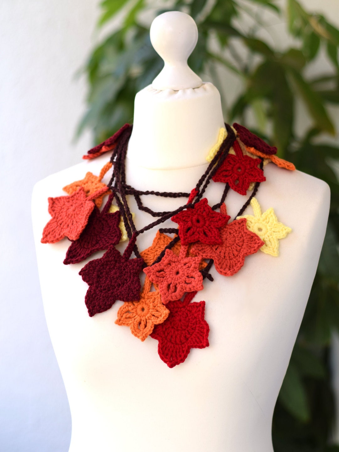 Autumn Maple Leaves Scarf, Crochet Necklace, Leaves Garland, Kids Fun ...