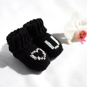 Black Baby Socks With Heart, Love You Personalized Baby Booties, Choose ...
