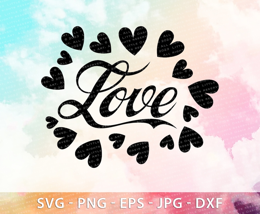 Love - Cute Font Design, Heart and Love, Instant Digital Download ...